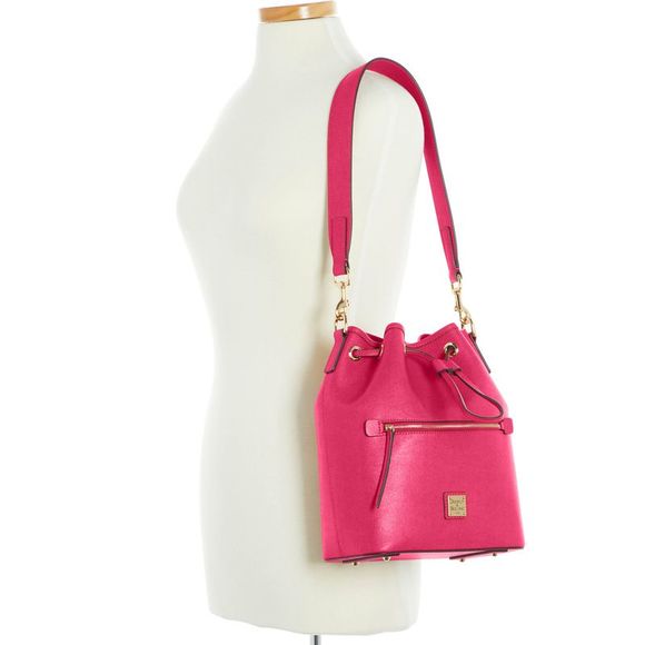 Dooney & Bourke | Bags | Dooney Bourke Saffiano Drawstring Shoulder Bag ...